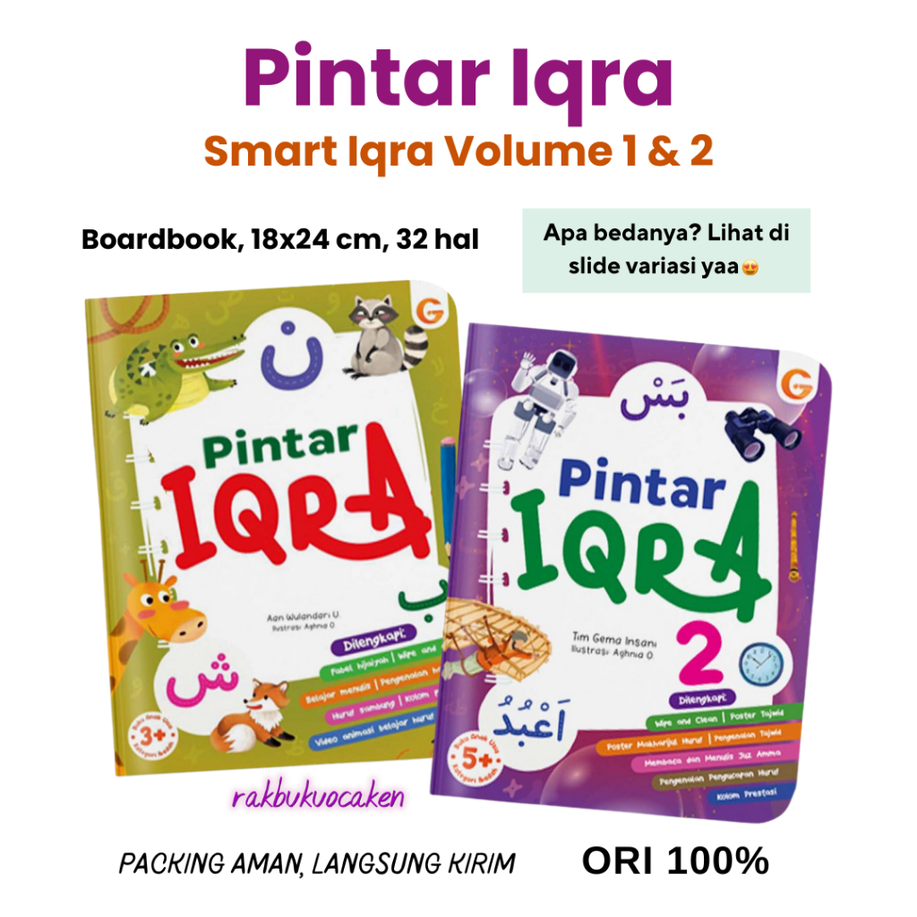 Jual BOARDBOOK Anak Pintar Iqra 2 Smart Iqra Volume1 dan 2 Belajar ...