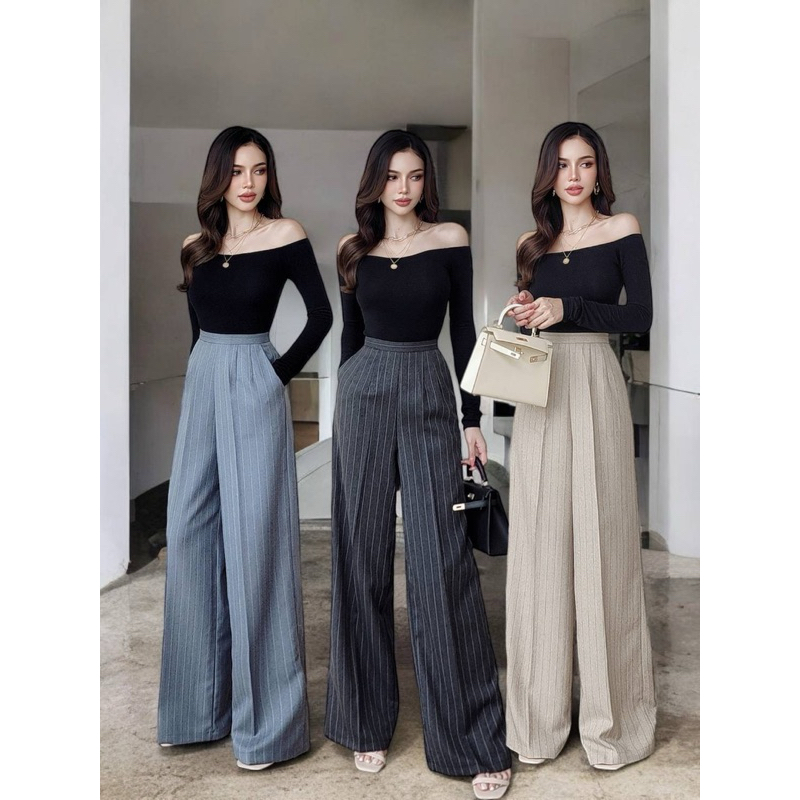 Jual Cuba Pants (Korean Stripe Basic Long Cullote Pants Cotton Candy ...