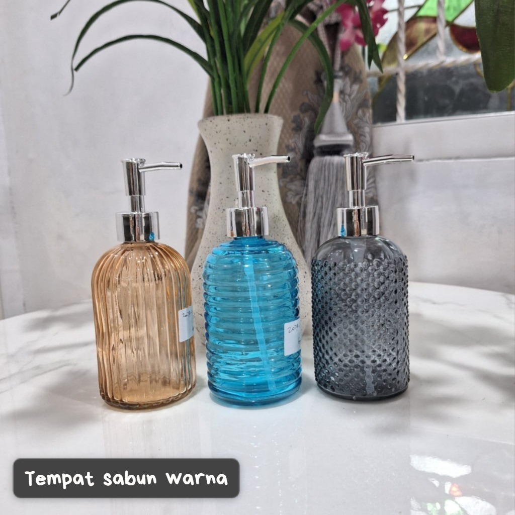 Jual BOTOL SHAMPOO DAN SABUN LOTION KACA 450ML PUMP AESTHETIC/BOTOL ...