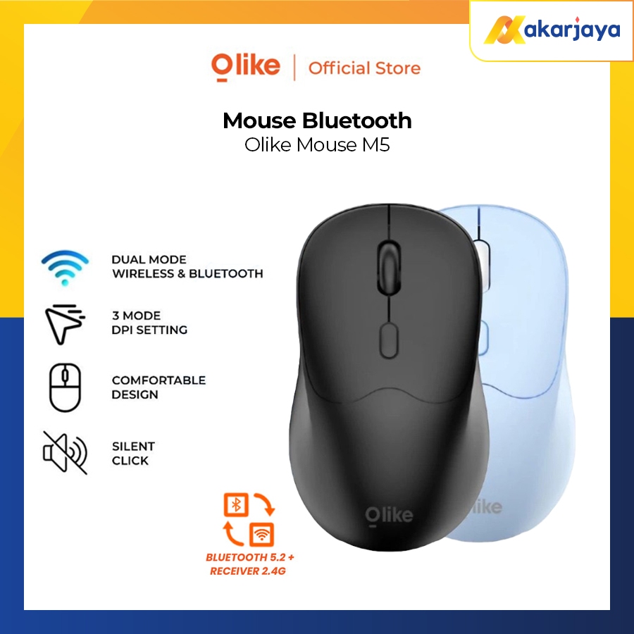 Jual Olike M5 Mouse Bluetooth 5.2 & USB Wireless 2.4G Dual Mode ...