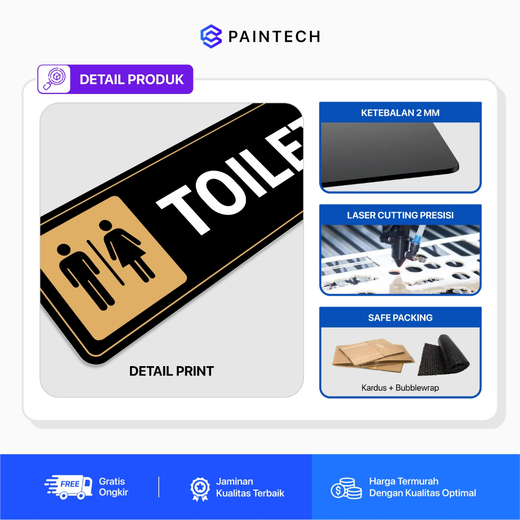 Jual OK!! Sign Akrilik Tanda Toilet Print UV Signage Ukuran 30 X 10 CM ...