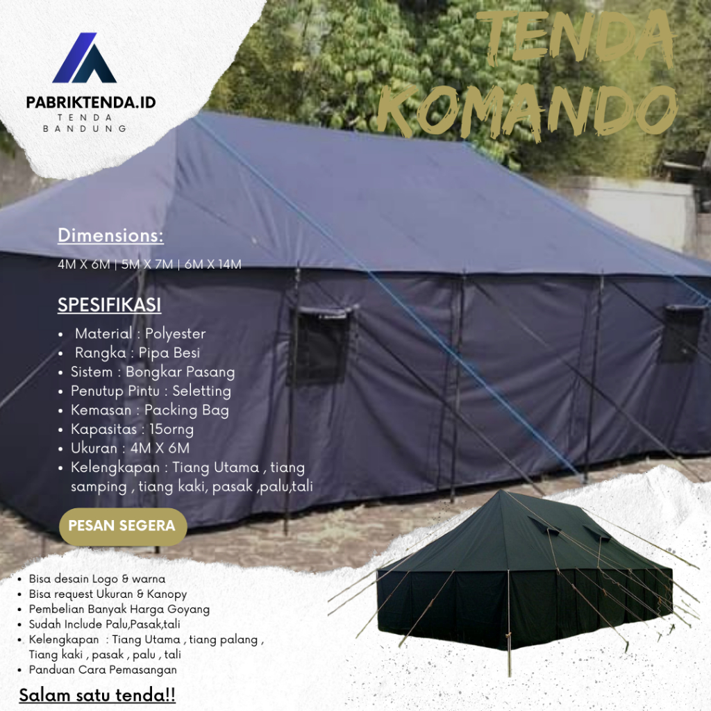 Jual Tenda Komando Regu Pramuka | Tenda Pleton Barrak TNI Militer ...