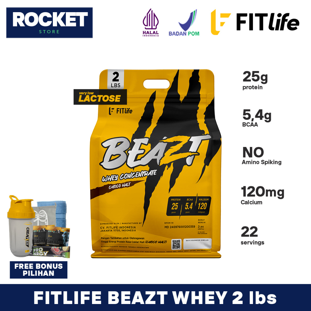 Jual FITLIFE Beazt Whey Protein Concentrate 2 lbs - Suplemen Fitness ...