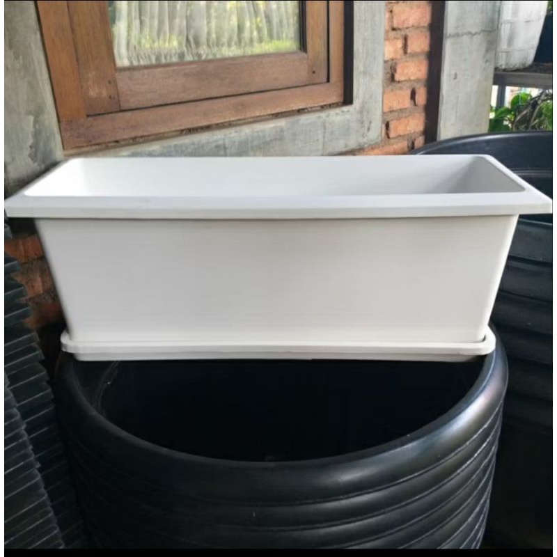 Jual Pot panjang putih polos ukuran 70, pot tanaman murah, pot bunga ...