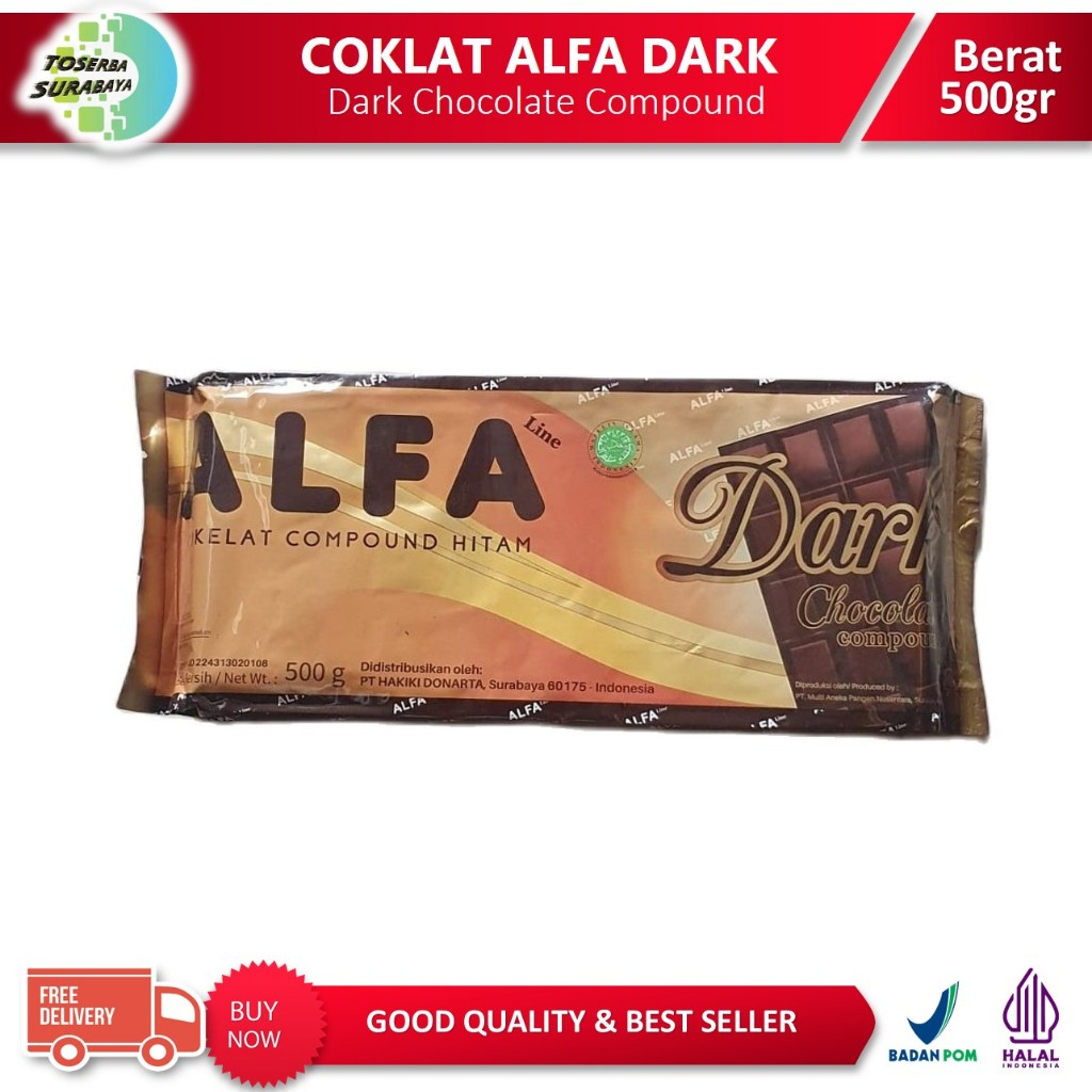 Jual Cokelat ALFA Dark Kemasan 500gr / Coklat Batang Dark Chocolate ...
