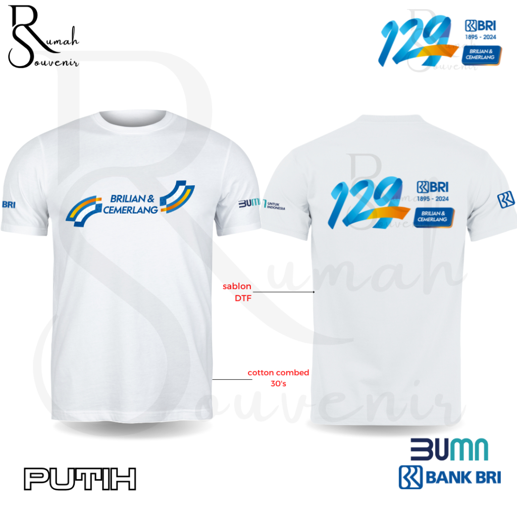 Jual Baju HUT BANK BRI 129 TH Kaos Pendek Baju BUMN Official Design ...