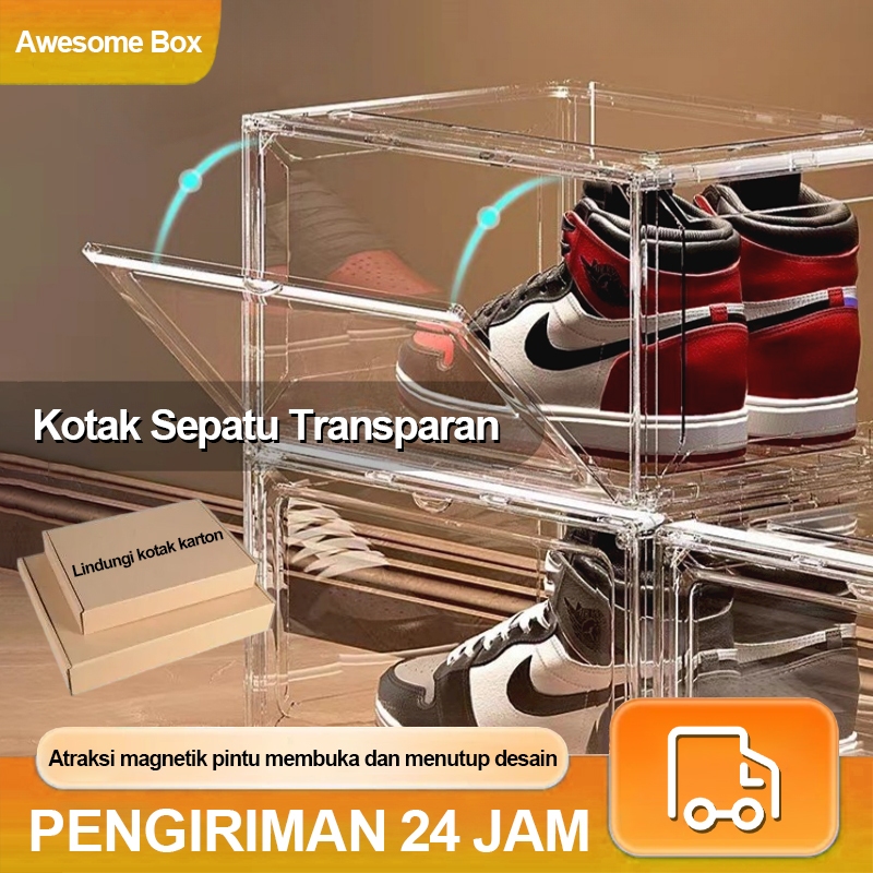 Jual Kotak Sepatu Transparan Akrilik Ukuran Besar Tempat Penyimpanan ...