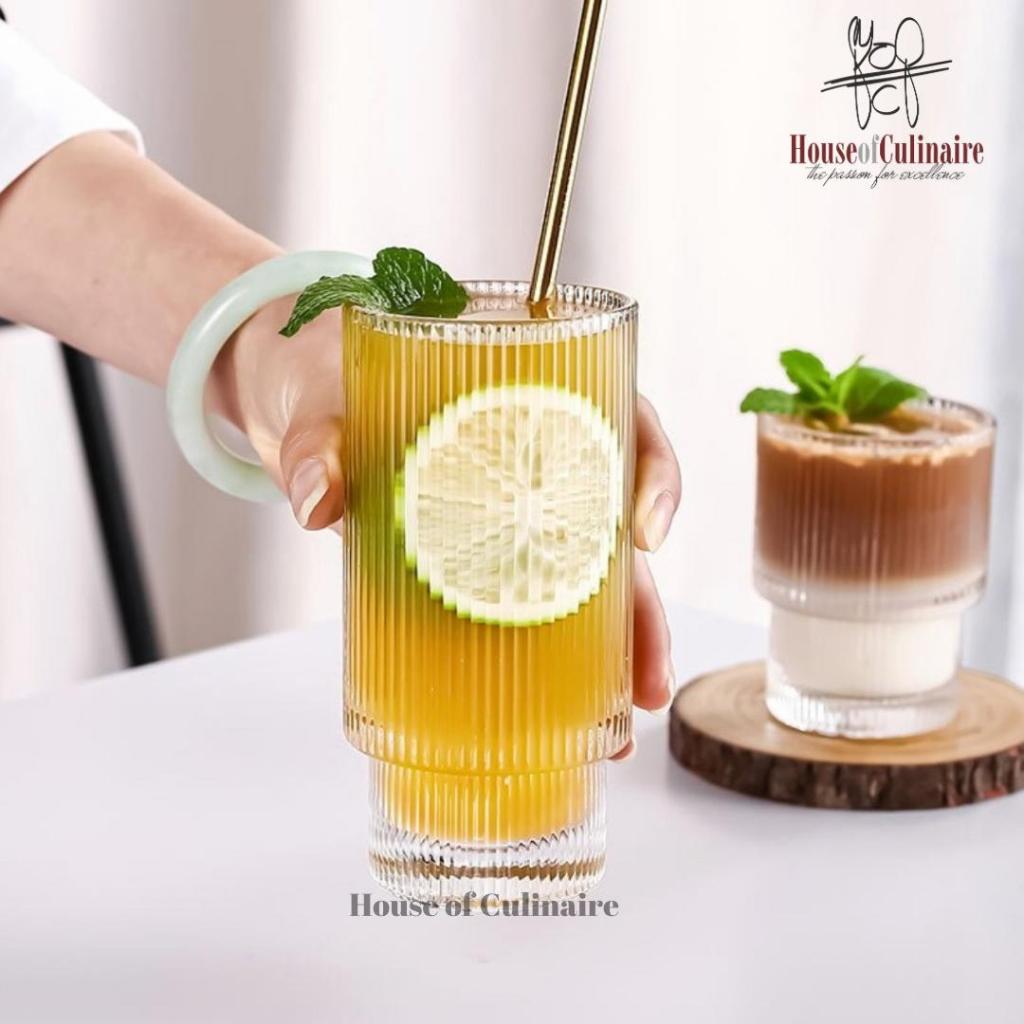 Jual Gelas Garis Korea 300 ml Gelas Kafe Mocktail Cocktail Kopi ...