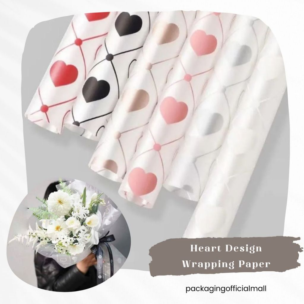 Jual HEART DESIGN WRAPPING PAPER / CELLOPHANE / FLORIST PAPER / KERTAS ...