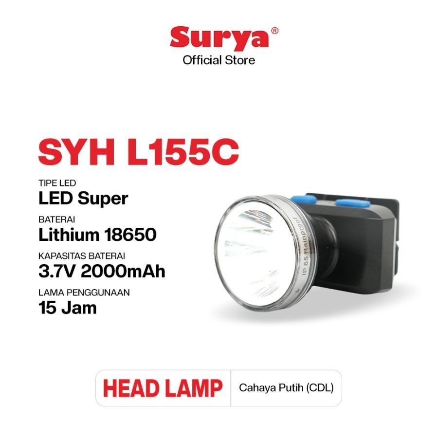 Jual Senter Kepala Surya SYH L 155 C 15 Watt Tahan Air Water Resistance SYH L 155C | Shopee ...