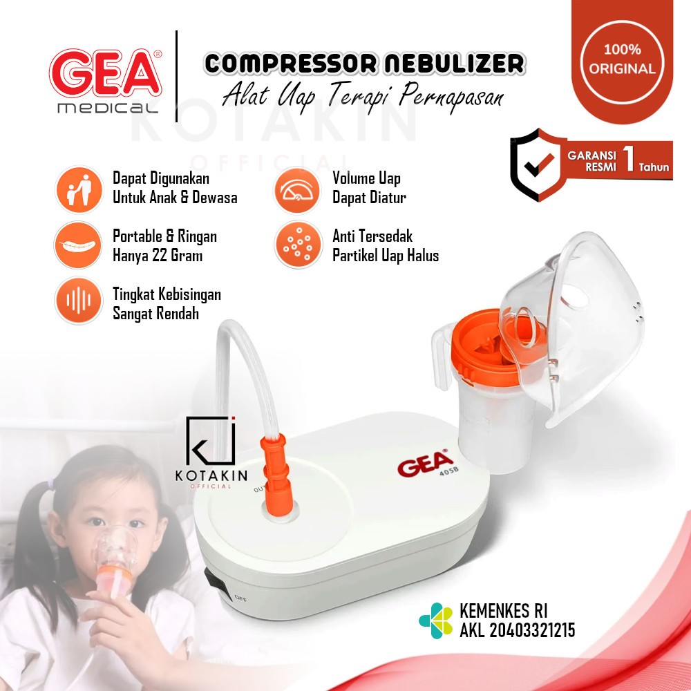 Jual GEA Nebulizer 405B Compressor / Alat Uap Terapi Pernapasan ...