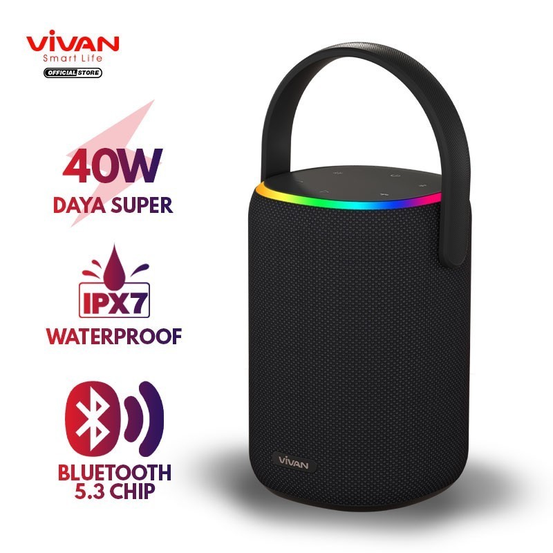 Jual Speaker Bluetooth Vivan VS50 40W DSP Ultra Bass IPX7 Black ...