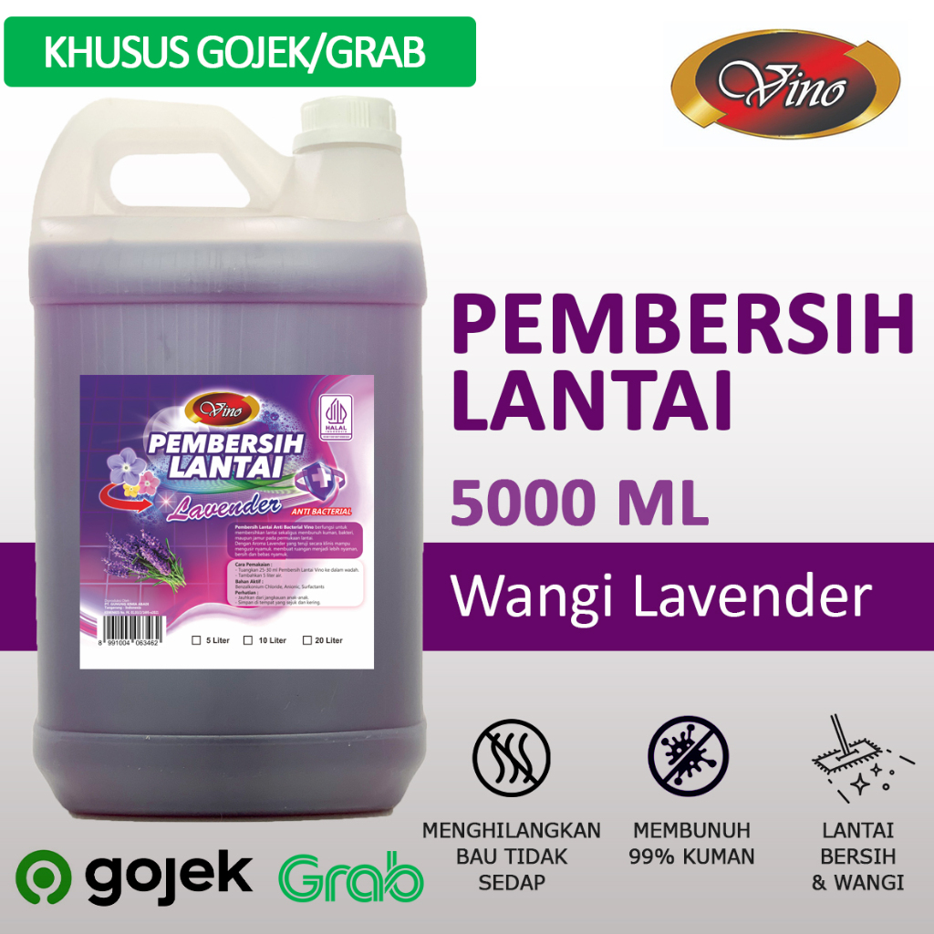 Jual VINO Pembersih Lantai Antibacterial LAVENDER FLOOR CLEANER 5 Liter ...