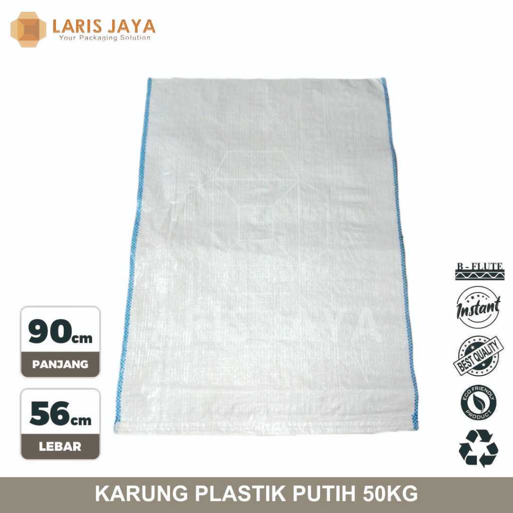Jual Karung Plastik Putih 50 kg Ukuran 56 x 90 cm ( Karung Plastik 50 ...