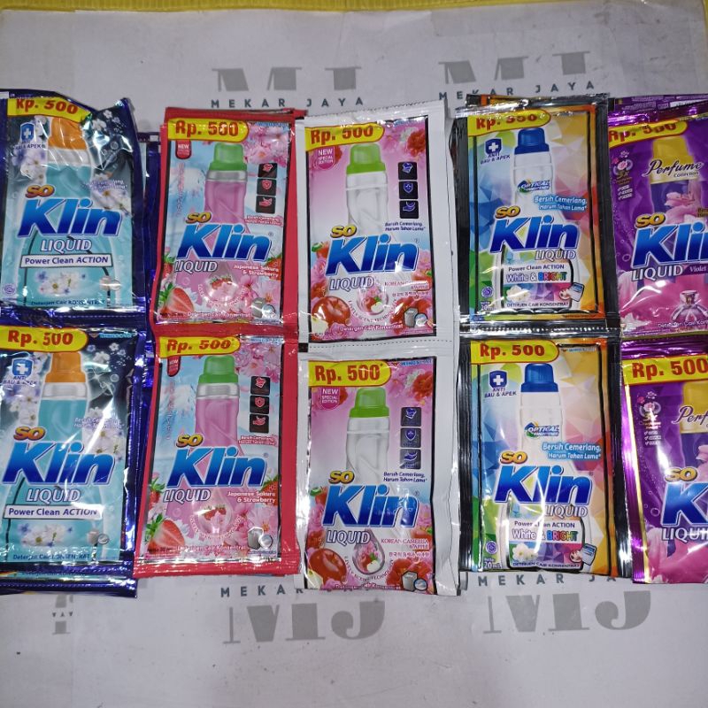 Jual [1Renceng] Soklin 500an Cair Liquid Sachet So Klin Detergen 12Sachet | Shopee Indonesia