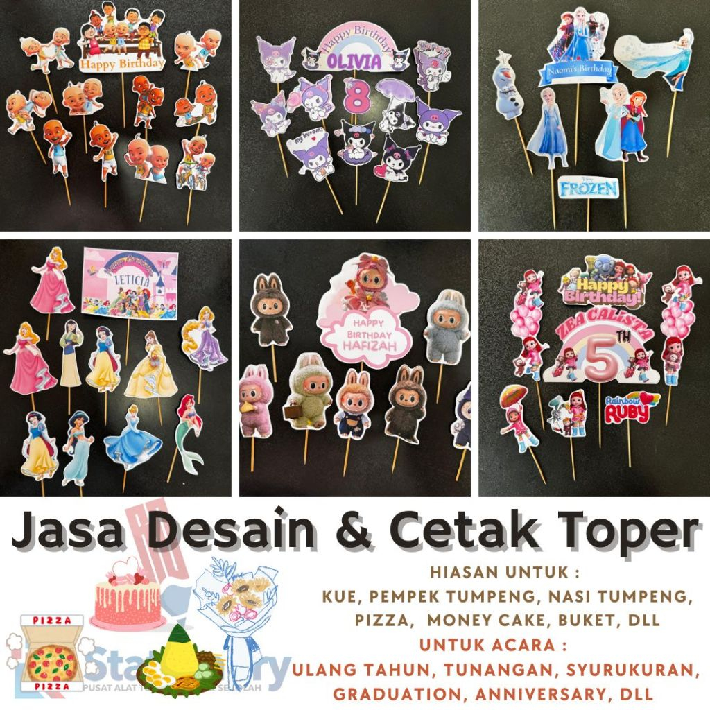 Jual Custom Topper Ulang Tahun Anak/ Anniversarry/ Hiasan Kue atau Cup ...