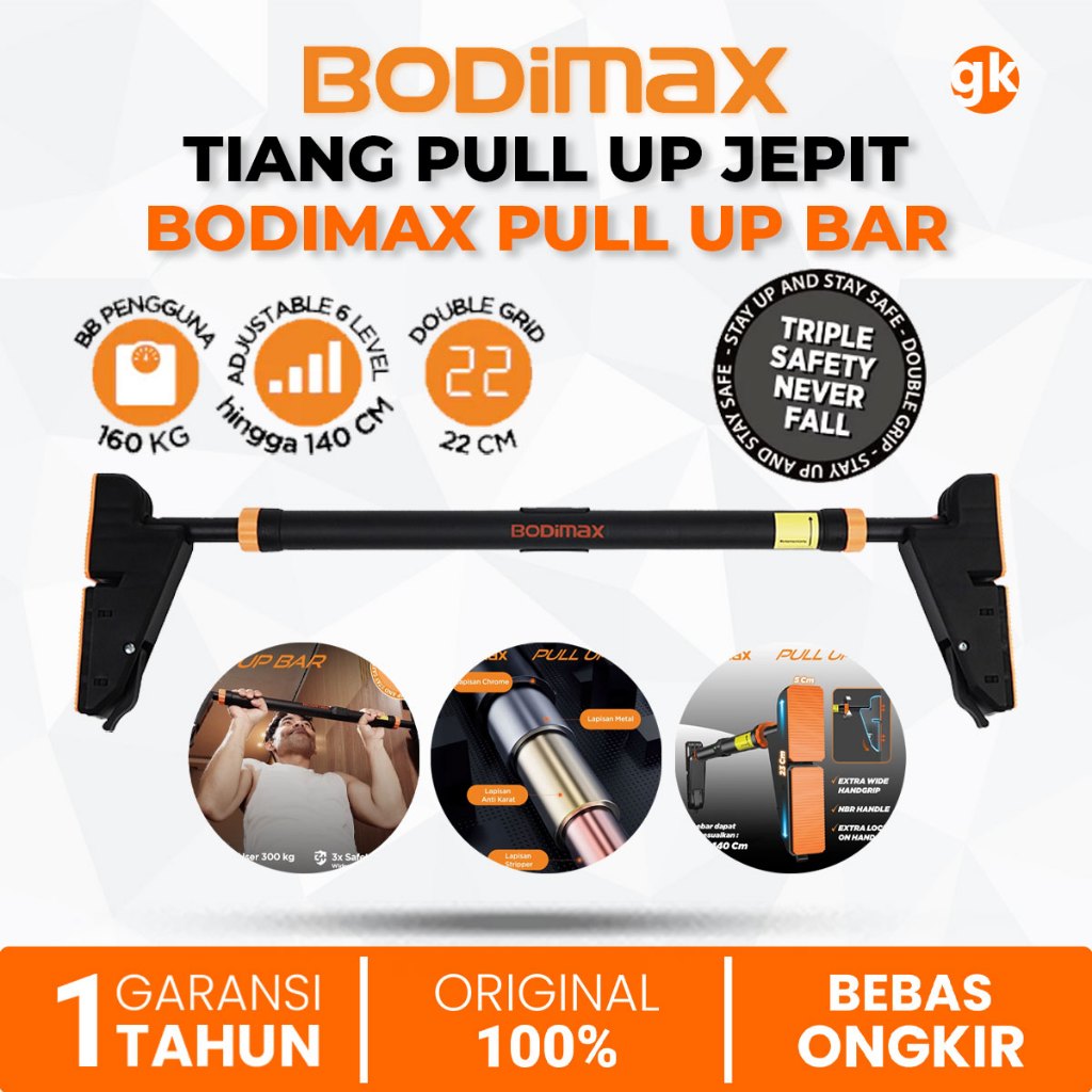 Jual BODIMAX Pull Up Bar Alat Fitness Gym Chinning Bar Dinding Pintu ...