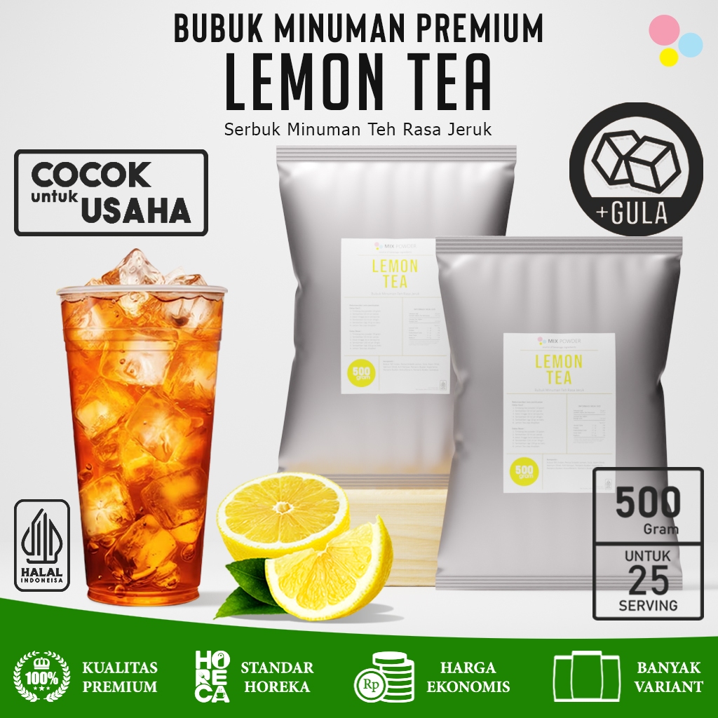 Jual Bubuk Minuman Rasa Lemon Tea Powder 500 Gr Serbuk Minuman Teh Lemon Instan Drink 500 Gram ...