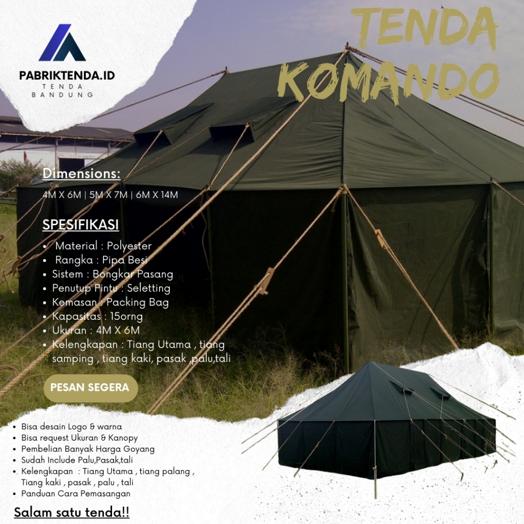 Jual Tenda Regu Pramuka Komando | Tenda Pleton - Peleton TNI Militer ...
