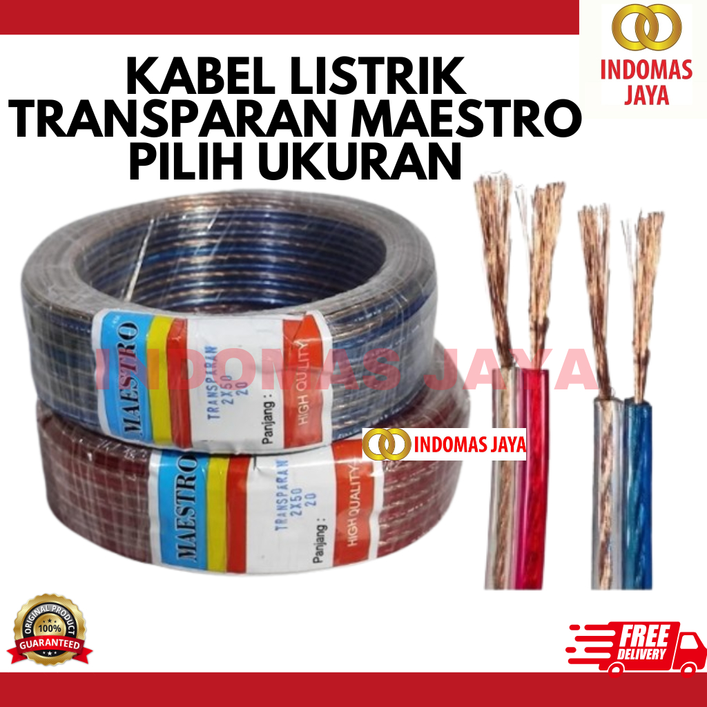 Jual Kabel Listrik Transparan 2x30, 2x50, 2x80 Dan 2x120 MAESTRO ...