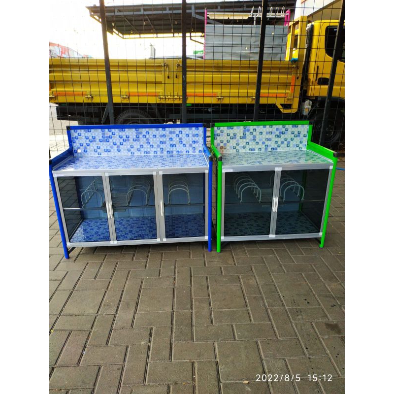 Jual Meja Kompor Aluminium Jumbo Colour Kaca Riben 2 dan 3 Pintu ...
