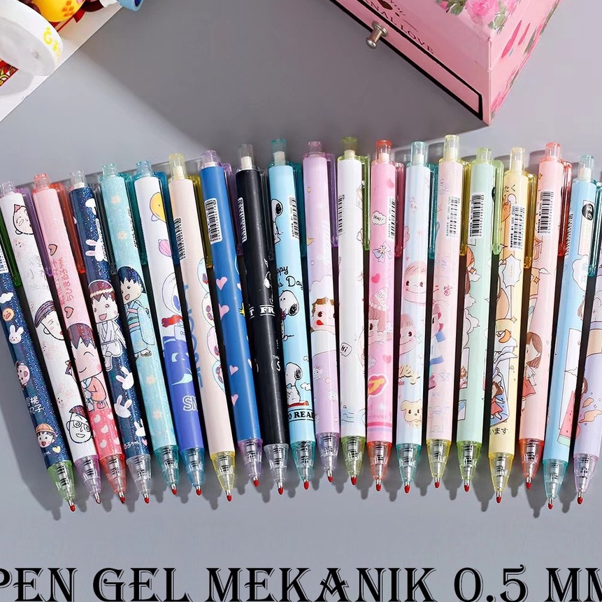 Jual HJ6 ED 1 LUSIN 12 BIJI PULPEN GEL MEKANIK MOTIF CARTOON PEN GEL ...
