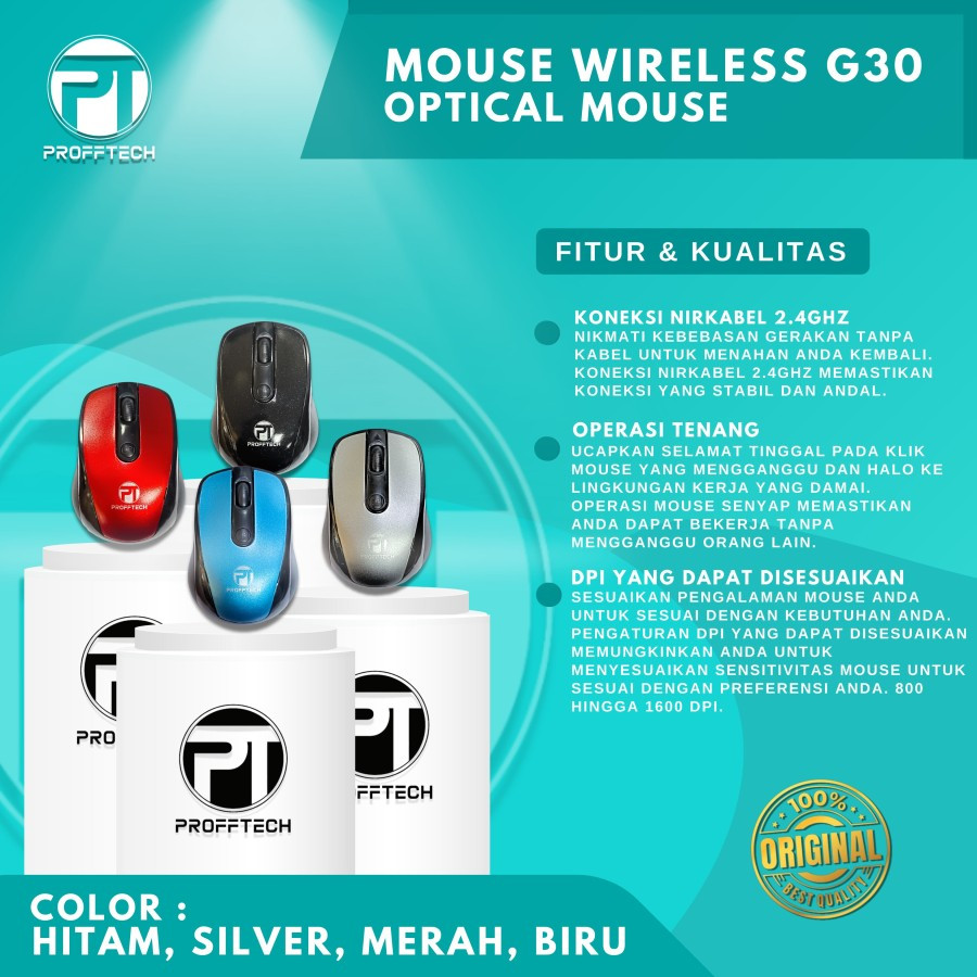 Jual Profftech Mouse Wireless Office Rainbow Color G30 | Shopee Indonesia