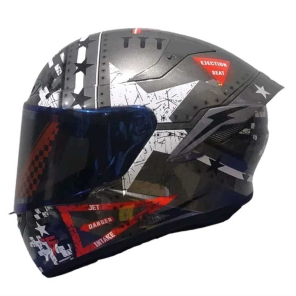 Jual Helm Fullface KBR tt course star grey paket ganteng pria wanita ...
