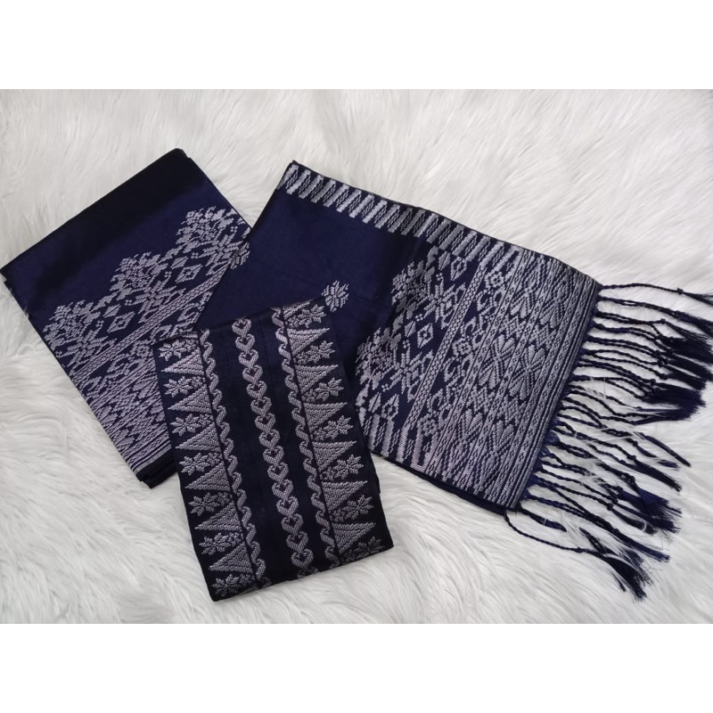 Jual Songket silungkang set couple warna navy silver | Shopee Indonesia