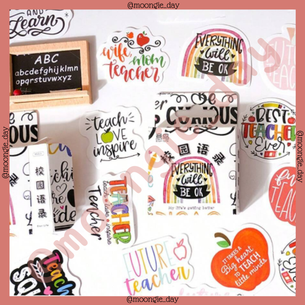 Jual 40-45 PCS/BOX STIKER KERTAS TEMA QOUTES TEACHER STUDYING STUDENT ...