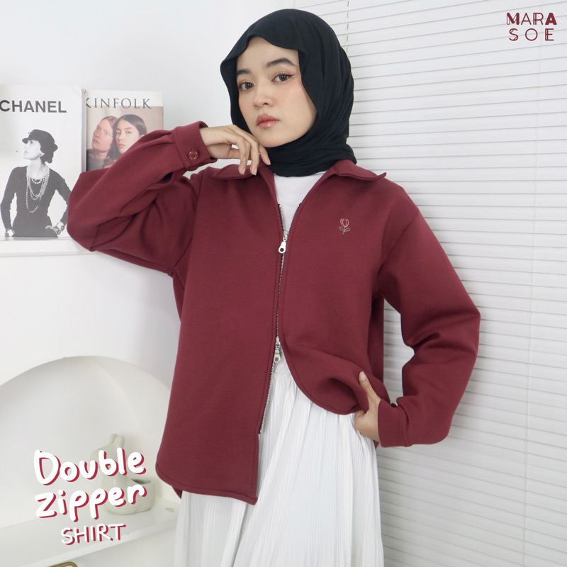 Jual [Marasoe] DOUBLE ZIPPER SHIRT - Double Zipper Knit Double Zip ...