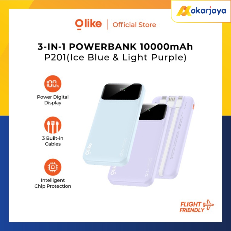 Jual Olike P201 10000 mAh Powerbank Fast Charging LED with Cable Built ...