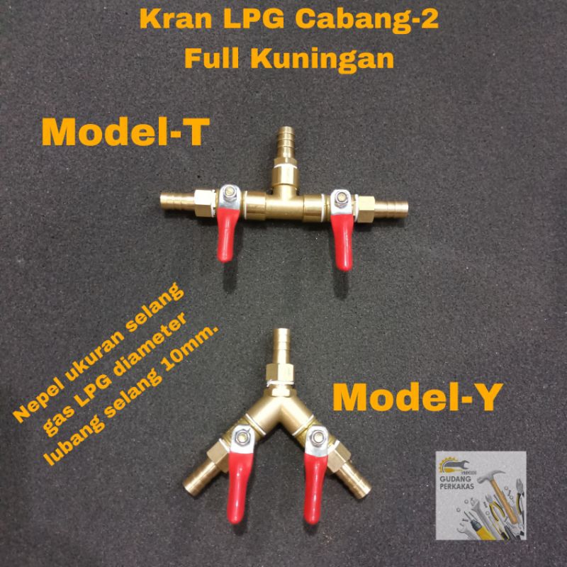 Jual Stop Kran Gas LPG 3/8 Cabang 2 Stop Keran Gas Kuningan 10MM 10 MM ...