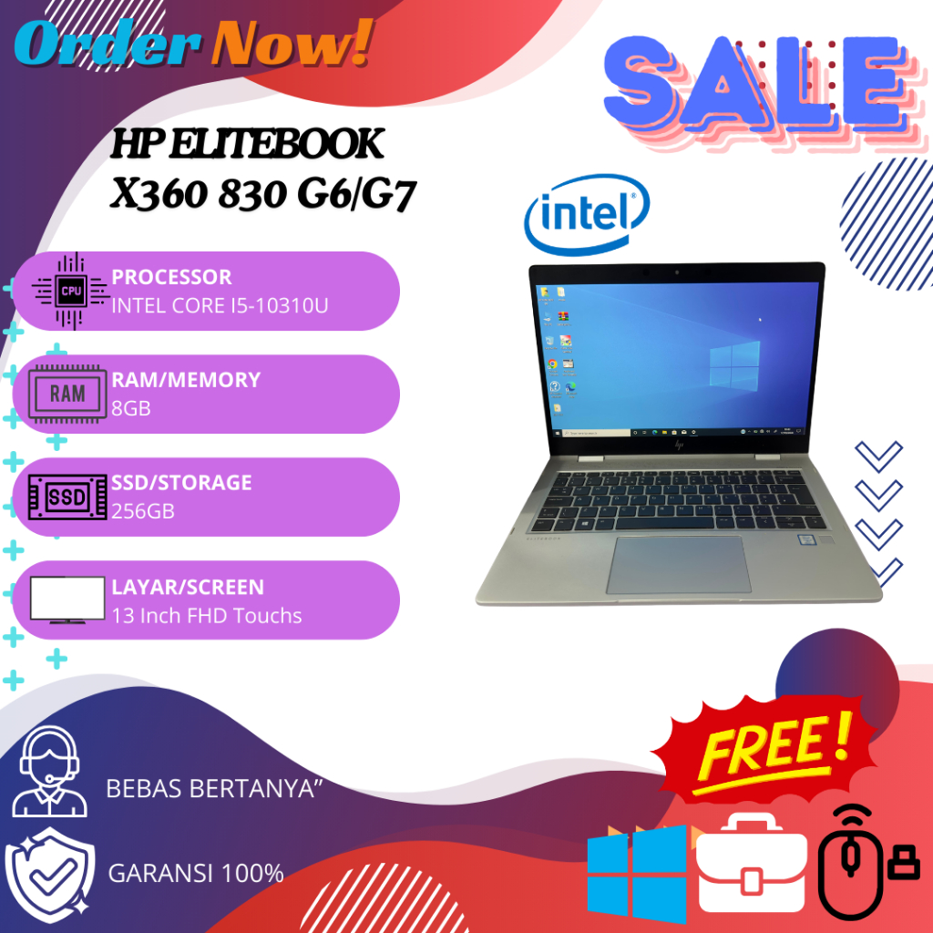 Jual HP Elitebook X360 830 G6/G7 Intel Core i5-10Gen Touchscreen - Free Mouse Wireless, Tas, dan ...