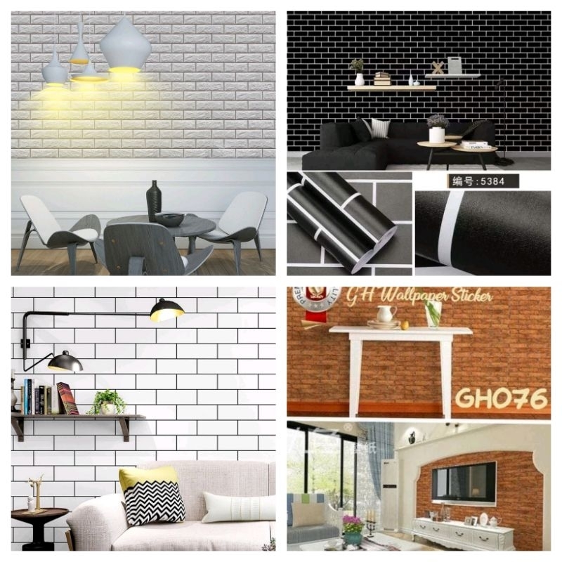 Jual Wallpaper Dinding Batu Bata Putih Polos Elegan Wallpaper Motif ...