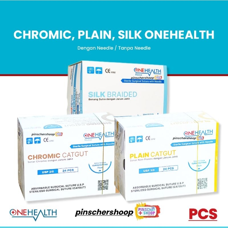 Jual Catgut Chromic Plain Silk Braided Onehealth Surgical Suture ...
