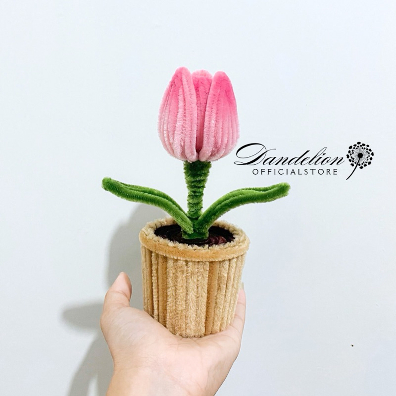 Jual FREE KARTU UCAPAN || Bunga Tulip Pot Kawat Bulu / Pipe cleaner ...