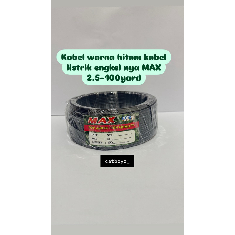 Jual 1 roll kabel warna hitam kabel listrik engkel nya tunggal MAX 2.5 ...