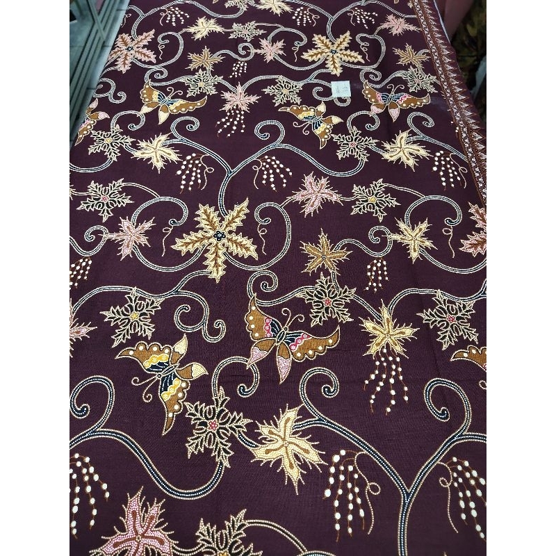 Jual Kain batik katun potongan warna merah marun kain katun kemeja pria ...