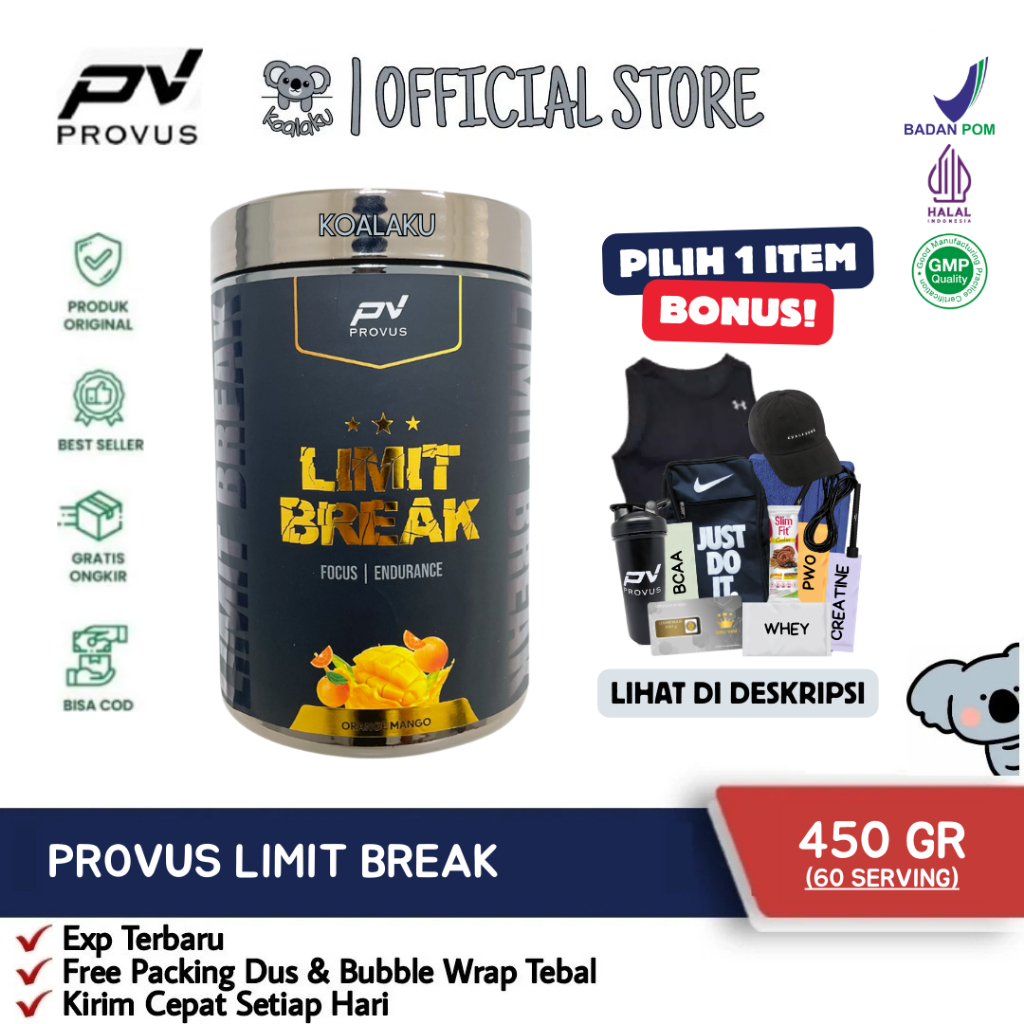 Jual Provus Limit Break 60 Servings 450 gram Pre Workout PWO Suplemen ...