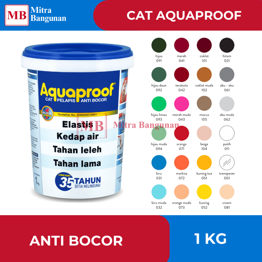 Jual CAT PELAPIS ATAP DINDING ANTI BOCOR AQUAPROOF 1KG | Shopee Indonesia