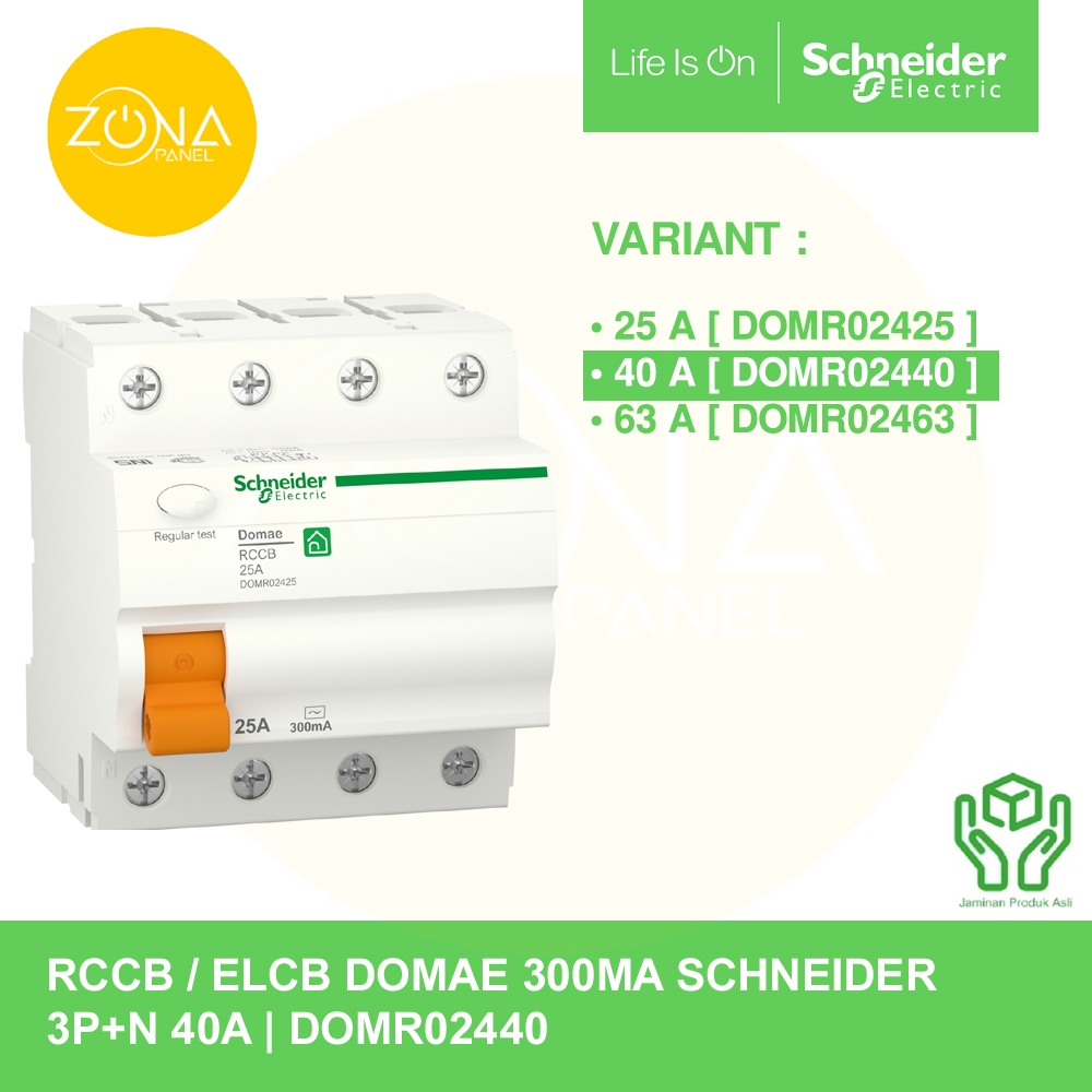 Jual RCCB ELCB NEW DOMAE SCHNEIDER 4P 3P+N 300MA 40A 6KA DOMR02440 | Shopee Indonesia