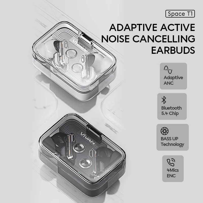 Jual VIVAN SPACE T1 TWS BLUETOOTH 5.4 EARPHONE WIRELESS ANC ACTIVE ...