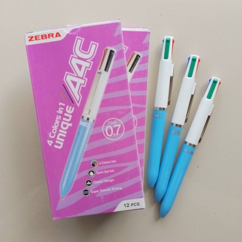 Jual Pulpen Ballpoint Zebra A4C 0.7mm 4 Warna ( 12 Pcs ) [ Original ] | Shopee Indonesia
