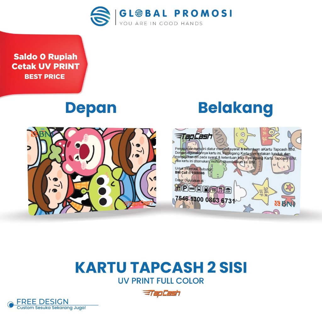 Jual TAPCASH BNI E Toll Custom Print UV Design Bebas Full Color Tanpa ...