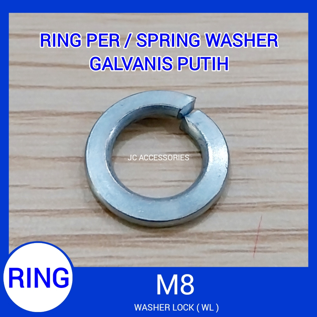 Jual [ 1 PACK = 50 PCS ] RING PER M8 BESI GALVANIS SPRING WASHER 8mm WL ...