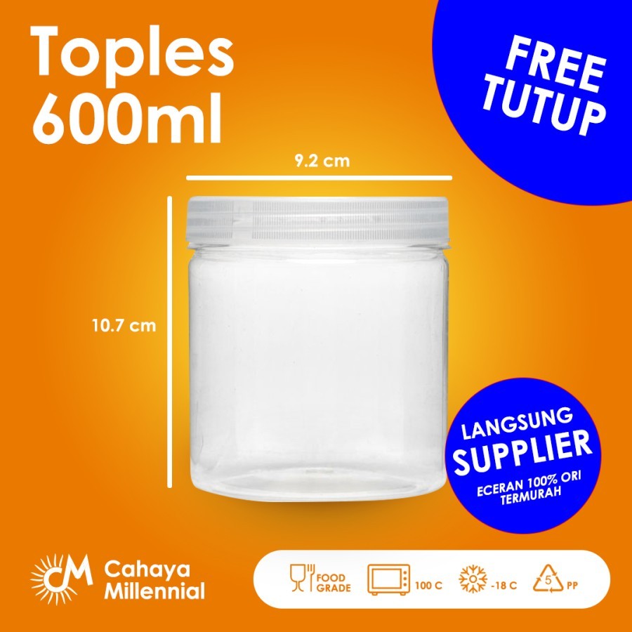 Jual Toples Tabung 600 ml / Toples Kue Kering / Toples Jar Plastik ...