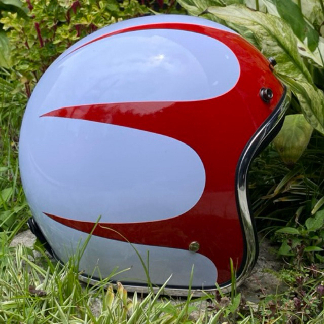 Jual Helm Bogo Custom Putih 3 Garis Merah | Shopee Indonesia