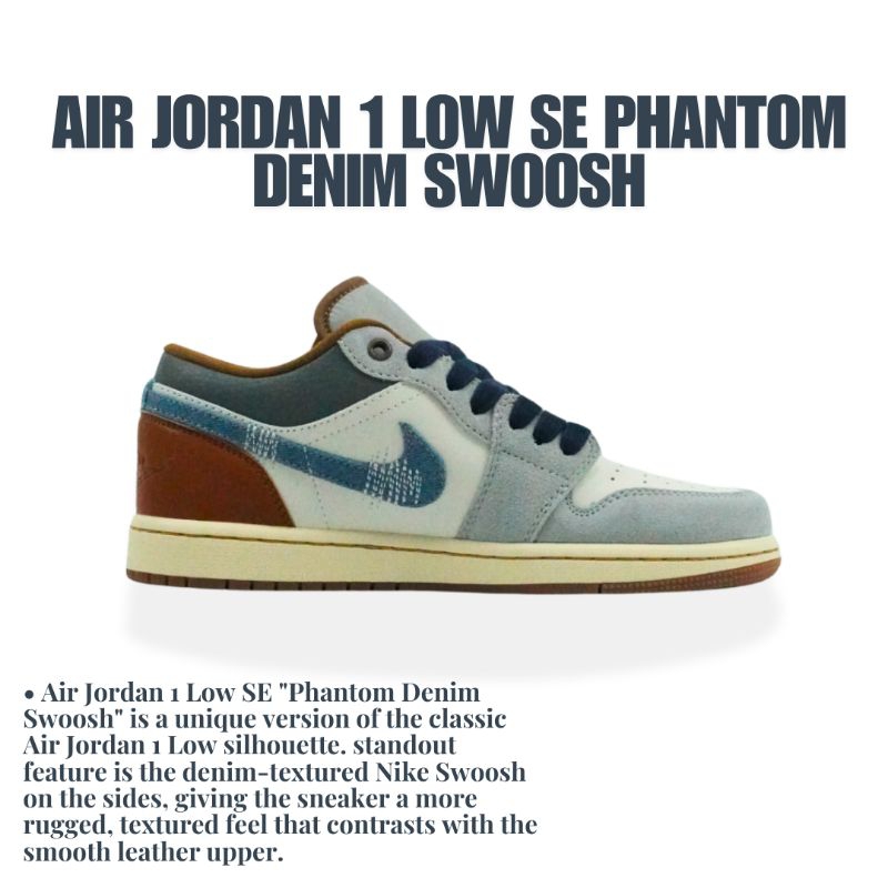 Jual SOS JORDAN 1 LOW SE PHANTOM DENIM SWOOSH | Shopee Indonesia