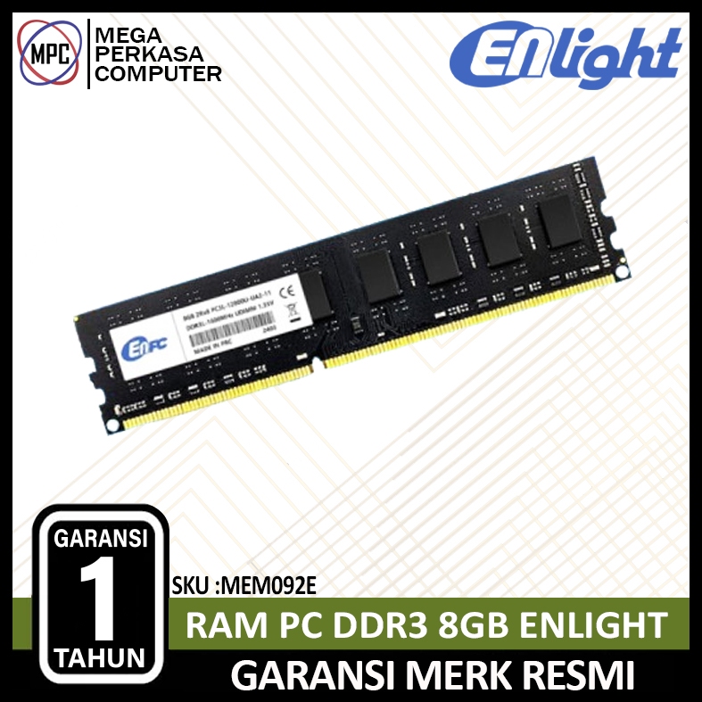 Jual MEMORY RAM PC DDR3 8GB 12800 ENLIGHT | Shopee Indonesia
